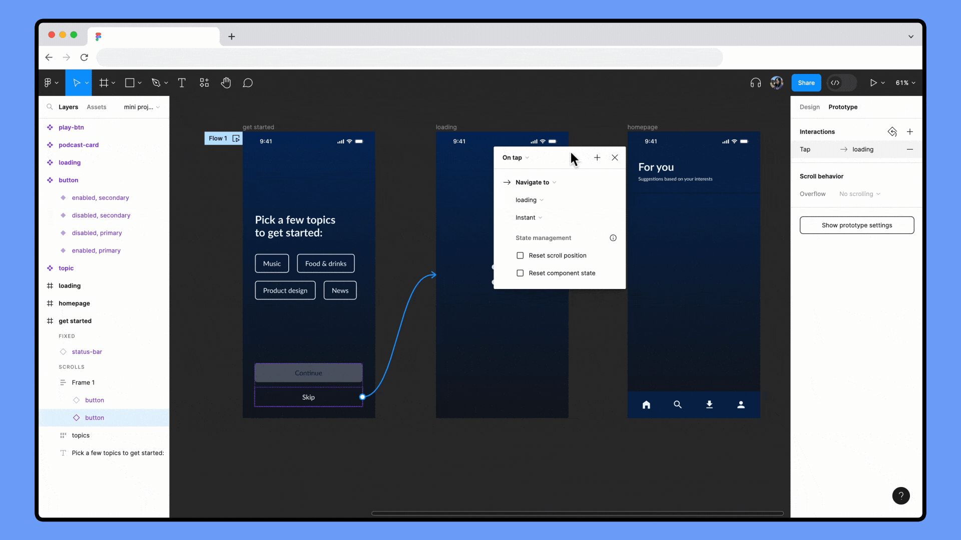 Create an onboarding flow with advanced prototyping – Figma Learn - Help Center