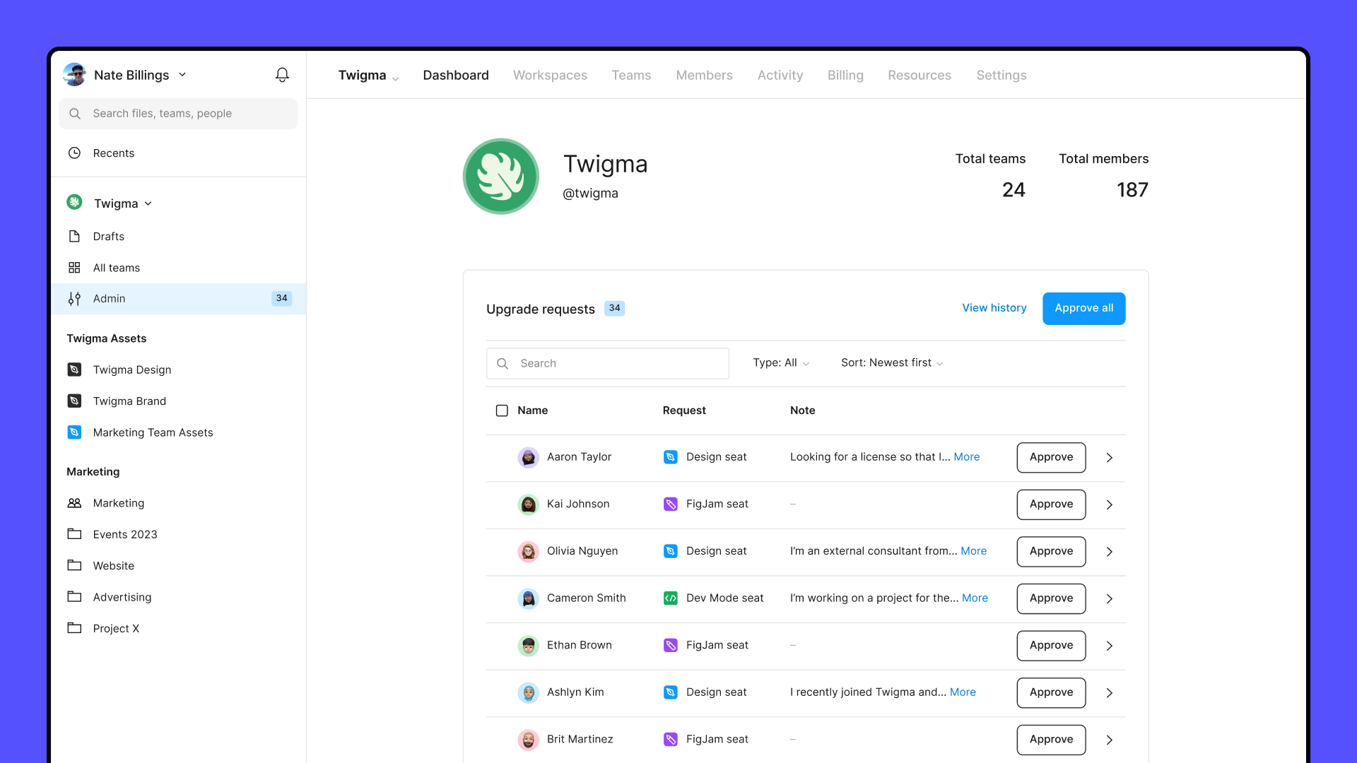Approve or decline seat upgrade requests – Figma Learn - Help Center
