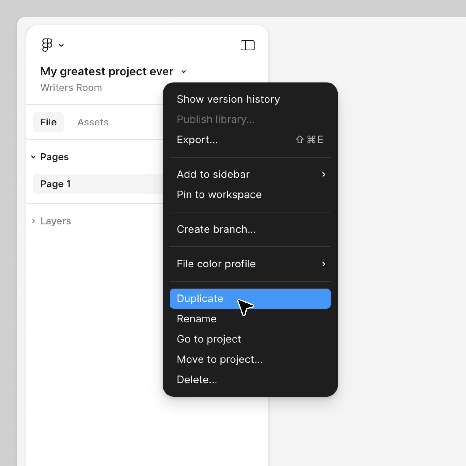 Duplicate or copy files – Figma Learn - Help Center