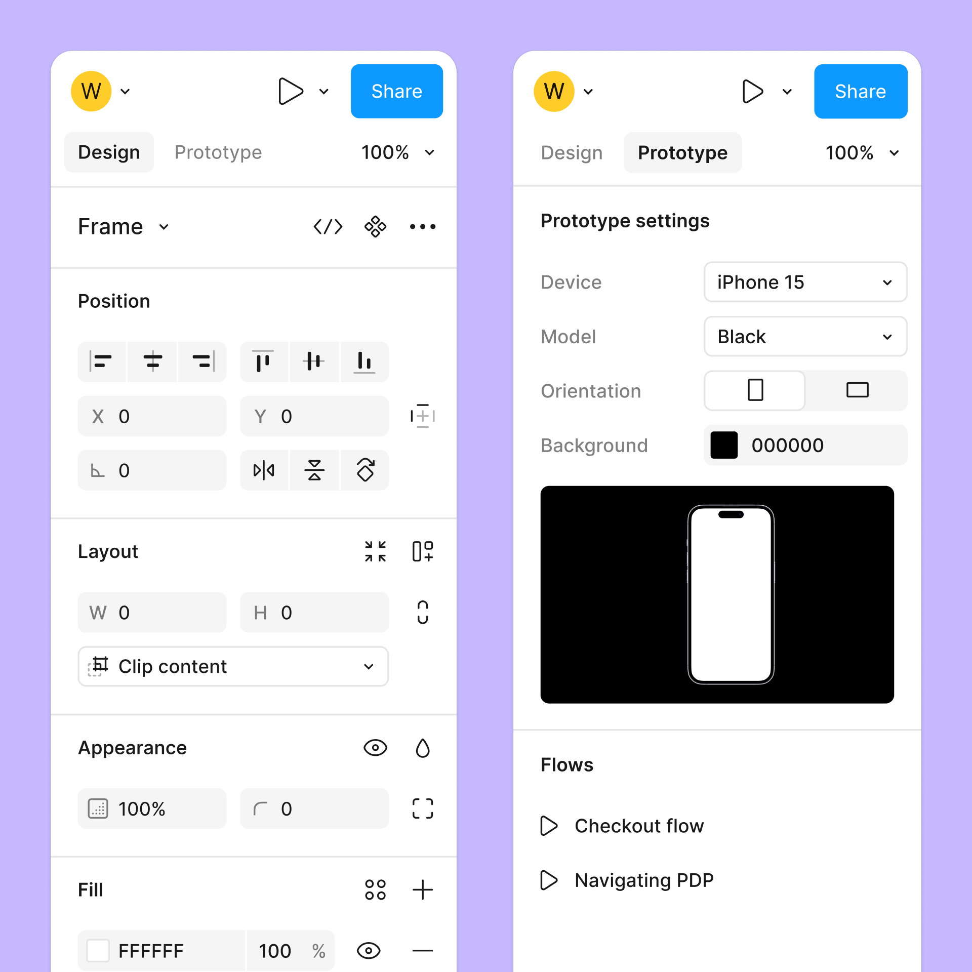 Design, prototype, and explore layer properties in the right sidebar ...
