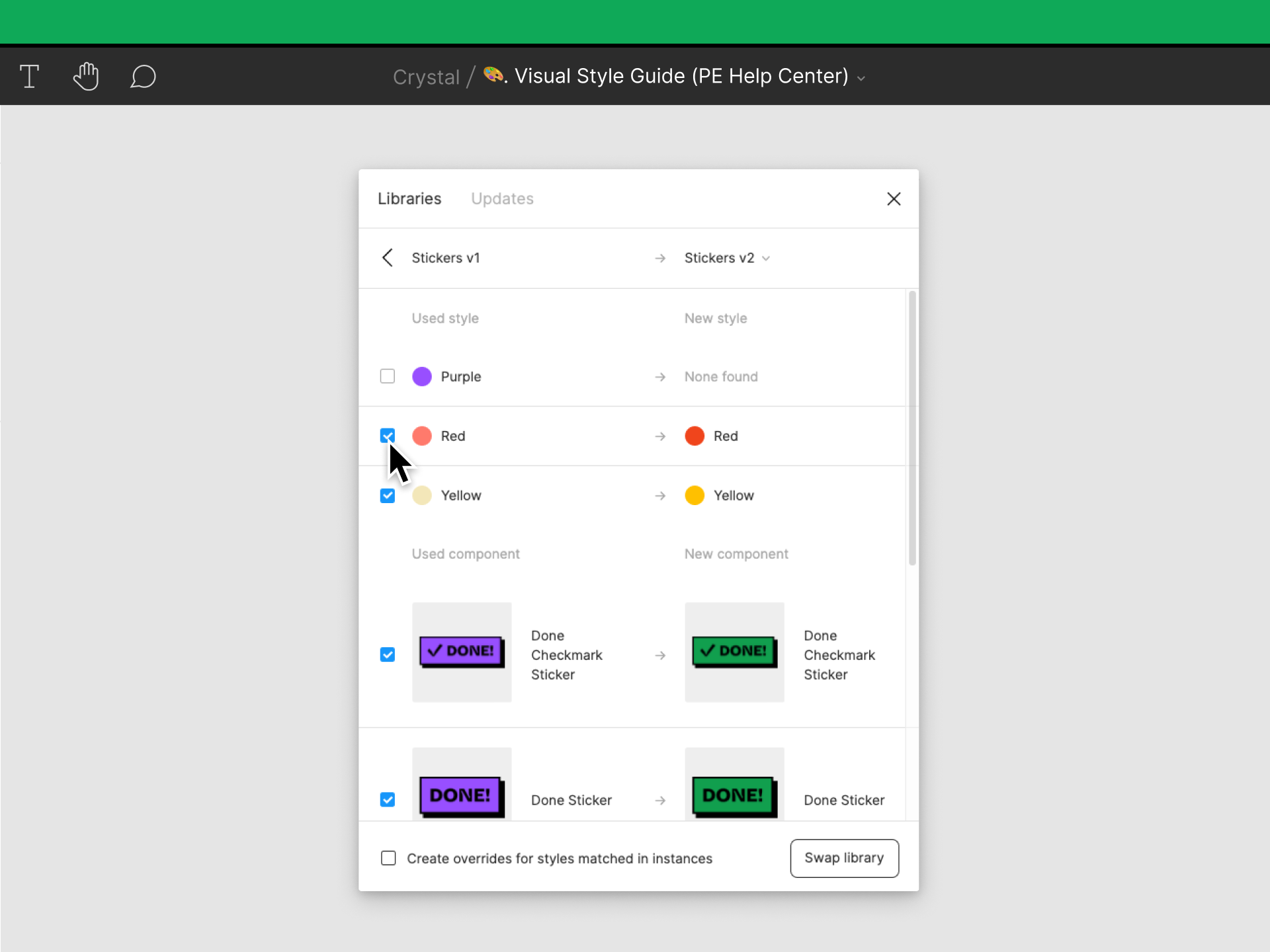 Swap style and component libraries – Figma Help Center